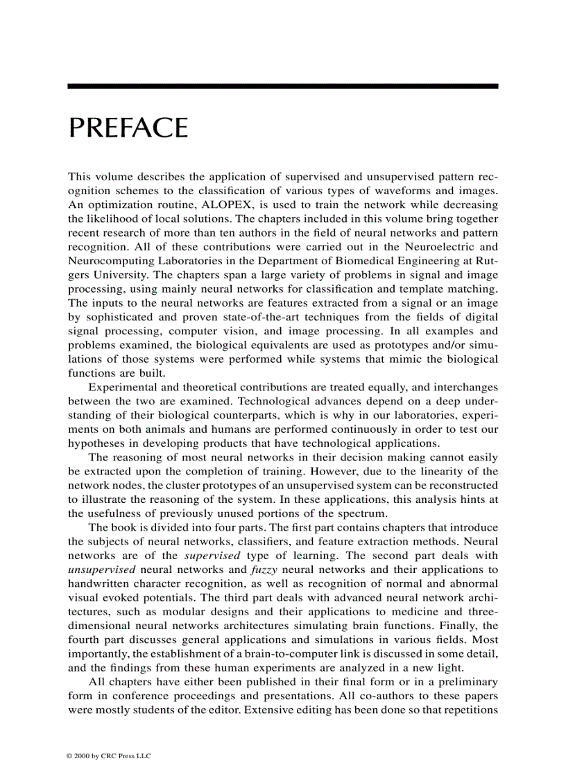 Supervised And Unsupervised Pattern Recognition Feature Extraction And Computational Intelligence 