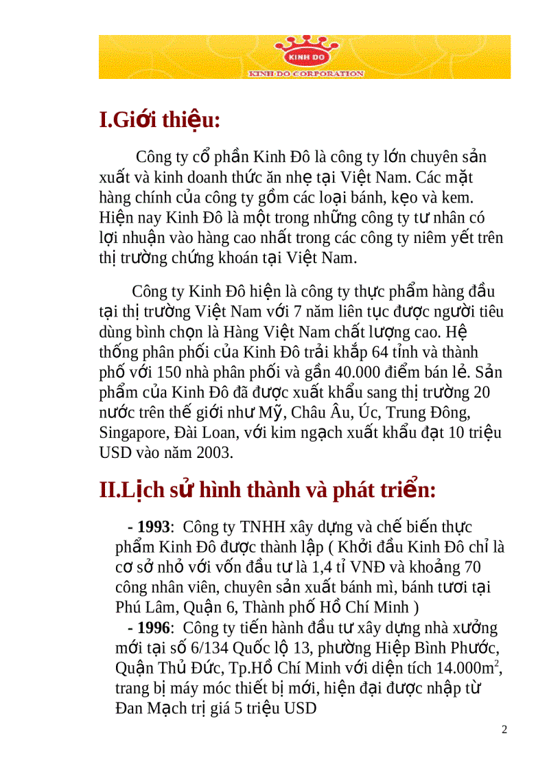 Giới thiệu tập đoàn Kinh Đô