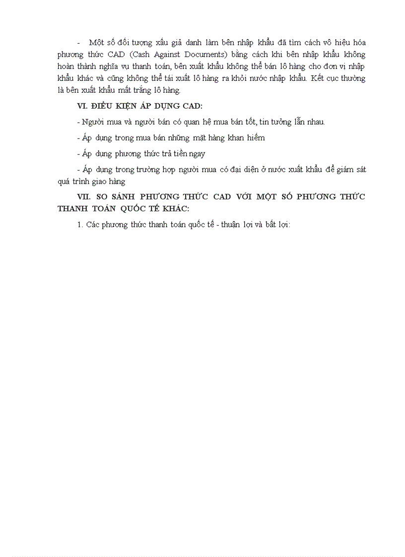 Tìm hiểu về Cash Against Document CAD