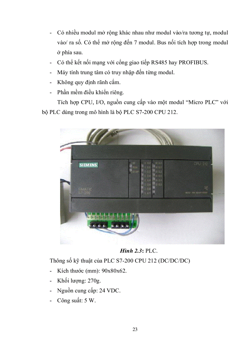 Mô hình điều khiển phân loại sản phẩm theo chiều cao sử dụng PLC S700 200