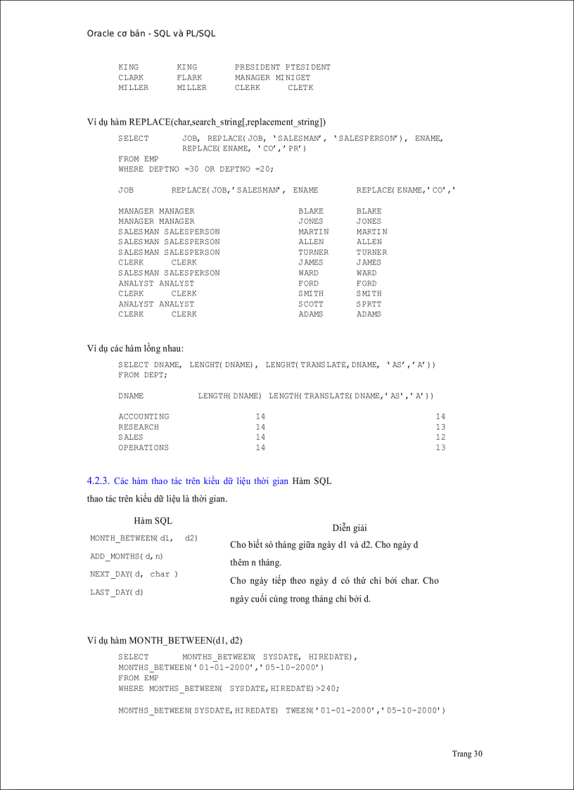 Giáo trình Oracle SQL PLSQL căn bản Tiếng Việt
