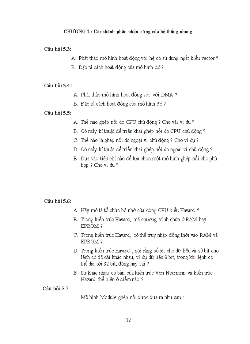 Ngân hàng đề thi môn xây dựng Hệ thống nhúng