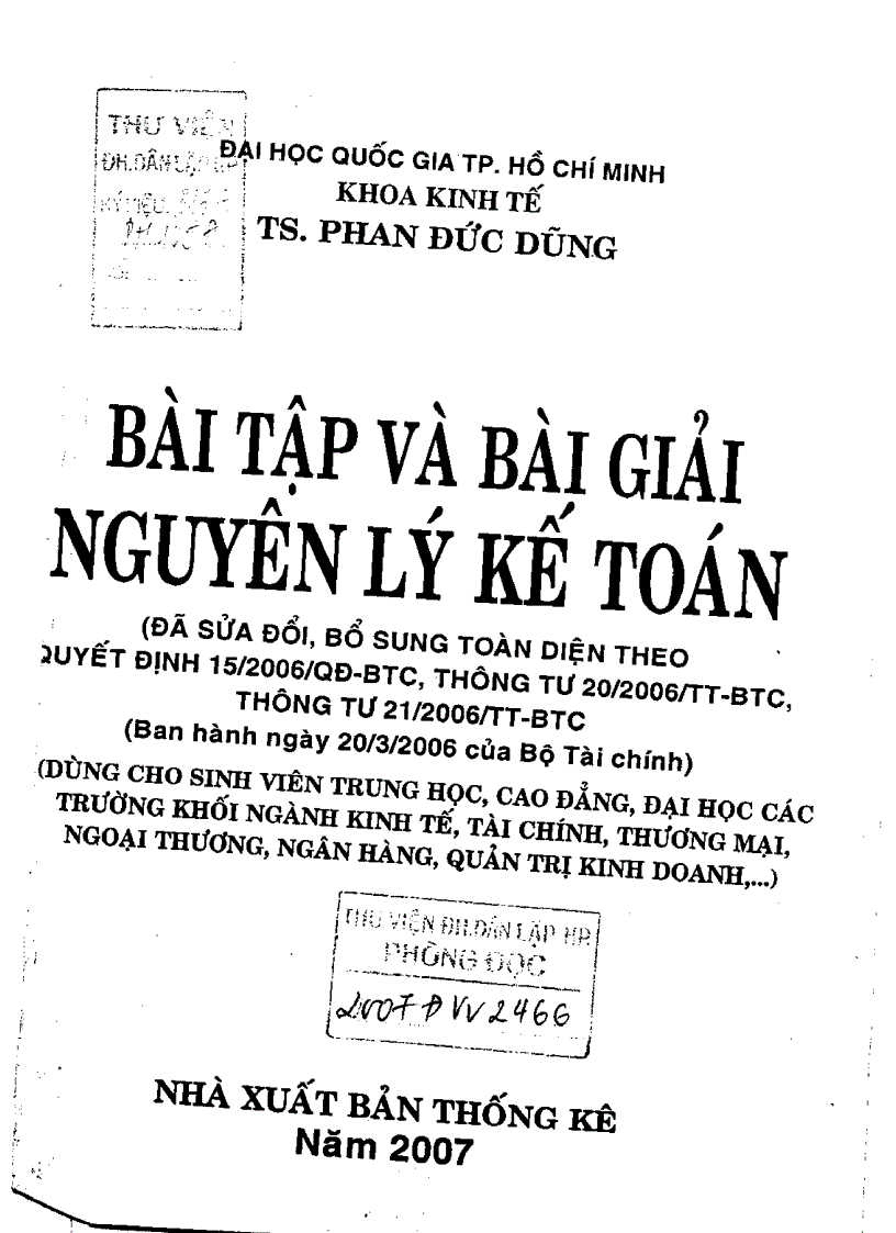 Sách Bài Tập Và Bài Giải Nguyên Lý Kế Toán Lời Giải Chi Tiết Rõ Ràng Đh